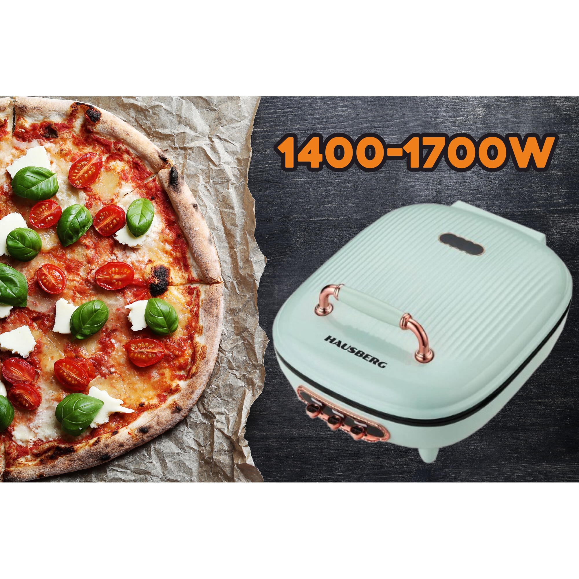 Aparat electric pentru pizza si grill HAUSBERG HB-3565, 1400-1700W ...