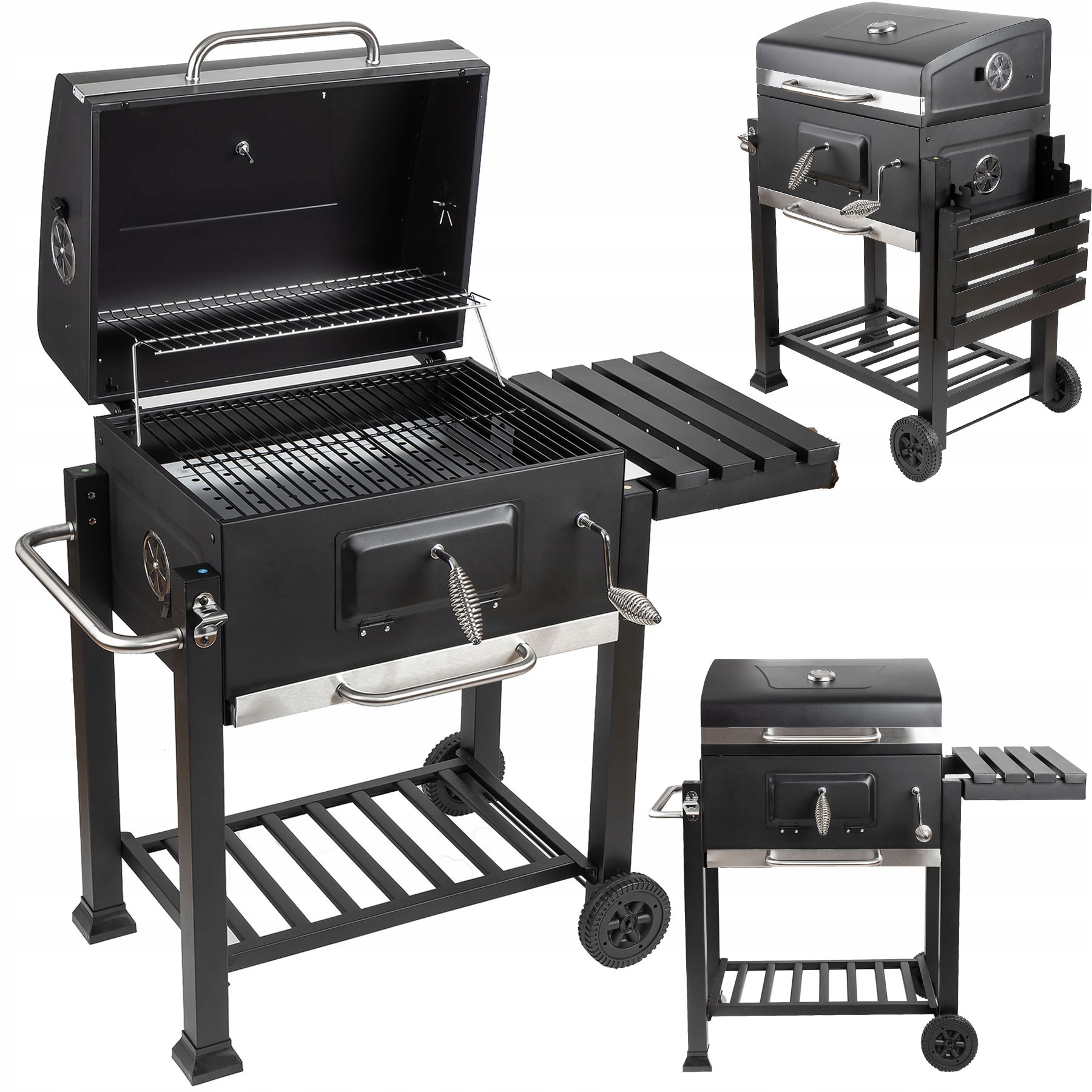 Gratar pe carbune BBQ de gradina mare dublu rost familial 113x105x55 ...