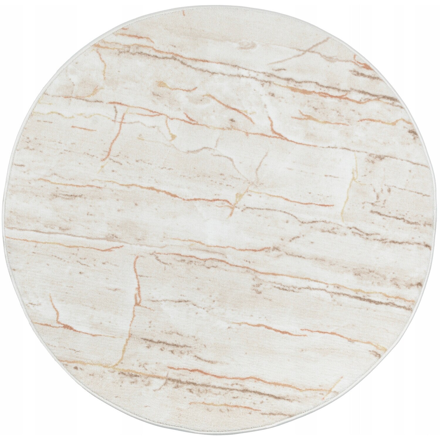 Covor, e-floor, Rotund, Poliester, Marmura, Crem, 120x120 cm, Par Lung ...