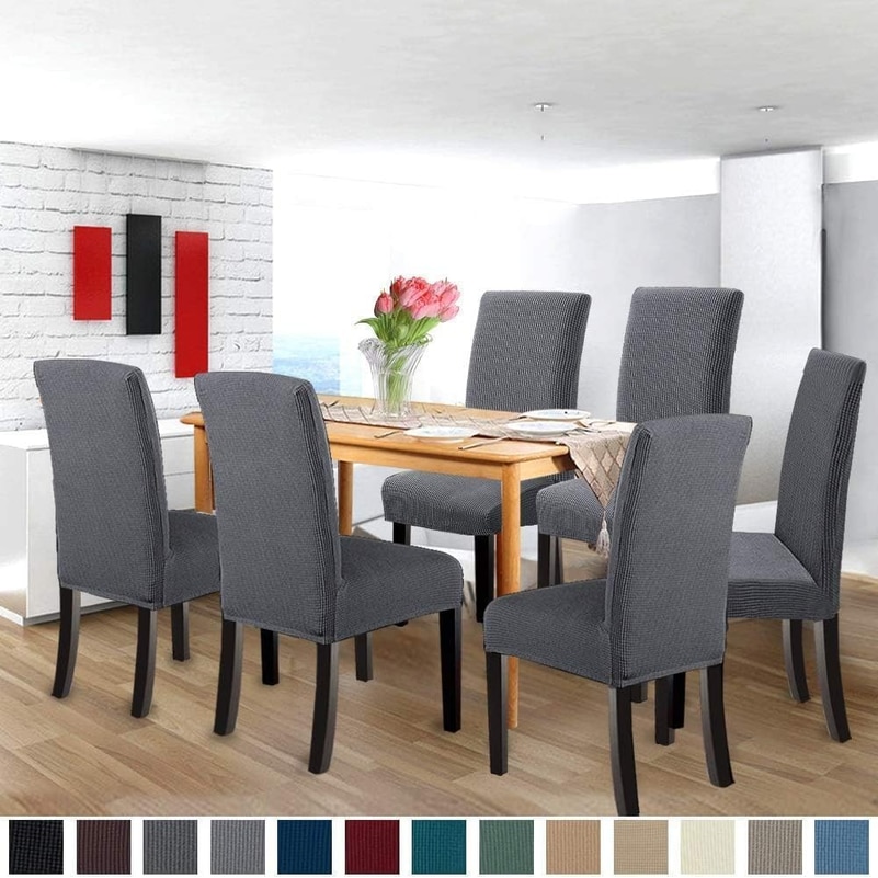 Set de 6 huse pentru scaune de dining, Luoistu, material elastic ...