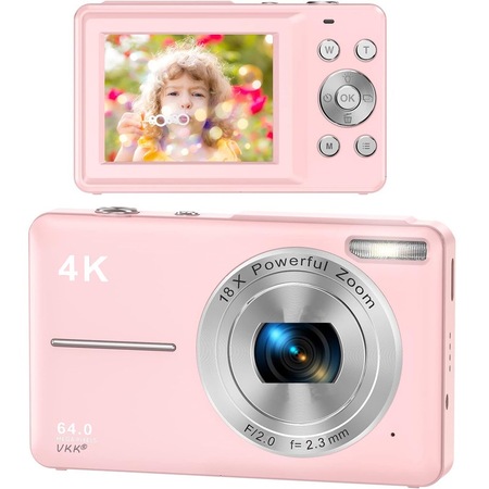 Aparat foto digital, zoom 18x, 4K, 64MP, Ecran de 2.4 inch, Baterie cu ...