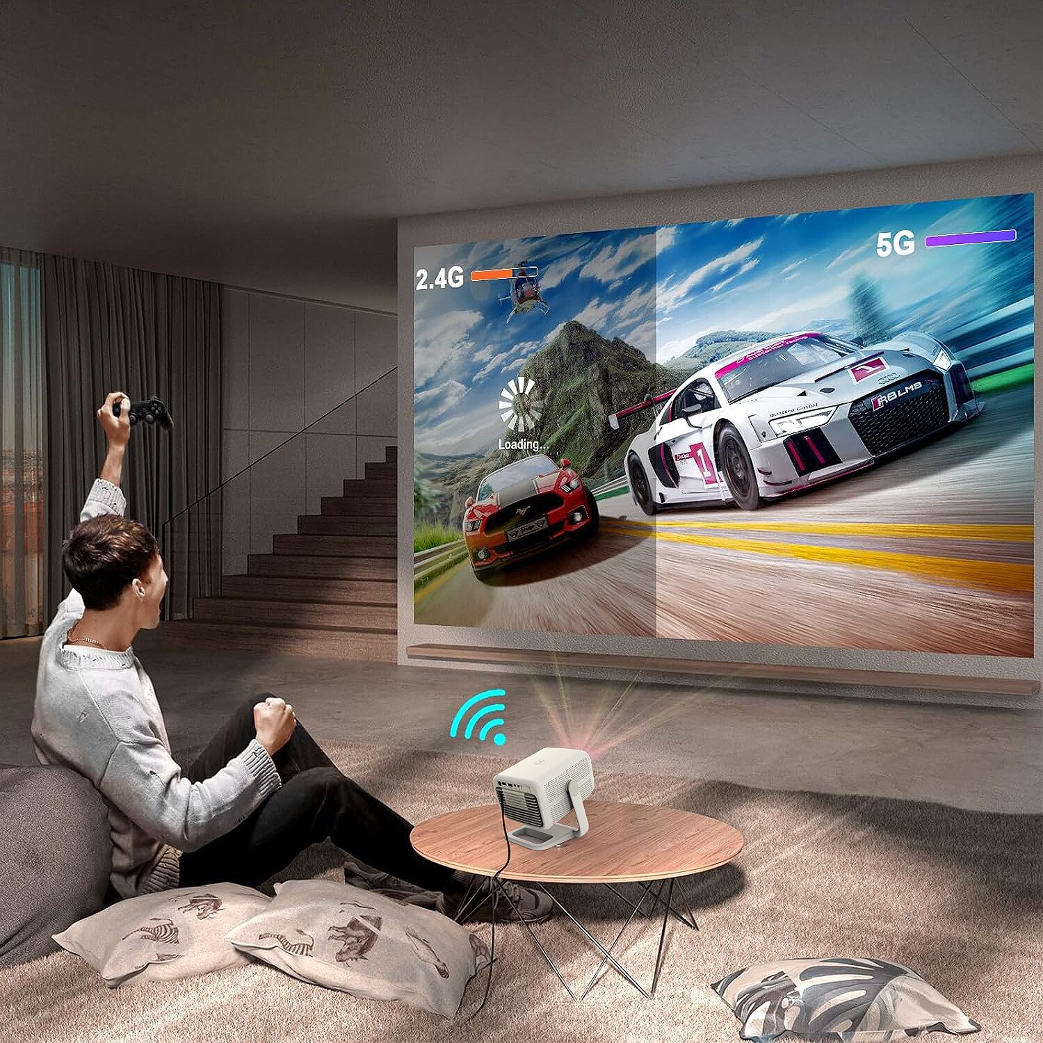 Mini Videoproiector Android, Zenwire®, H8, 12 000 lm, WiFi 6, Bluetooth ...