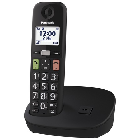 Telefon Fix fara fir pentru batrani Panasonic KX-TGU110FXB, DECT, negru ...
