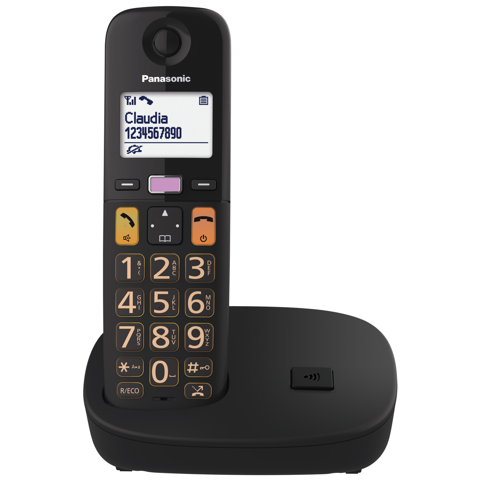 Telefon Fix fara fir pentru batrani Panasonic KX-TGU110FXB, DECT, negru - eMAG.ro