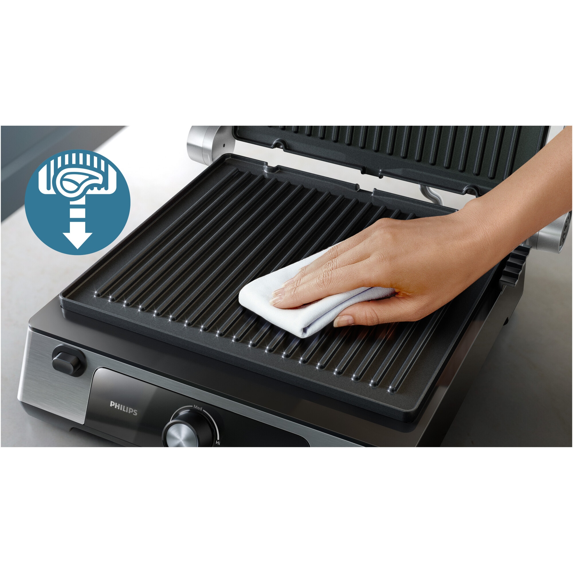 Gratar electric Philips HD6301/90 Seria 5000, 2200 W, inaltime ...