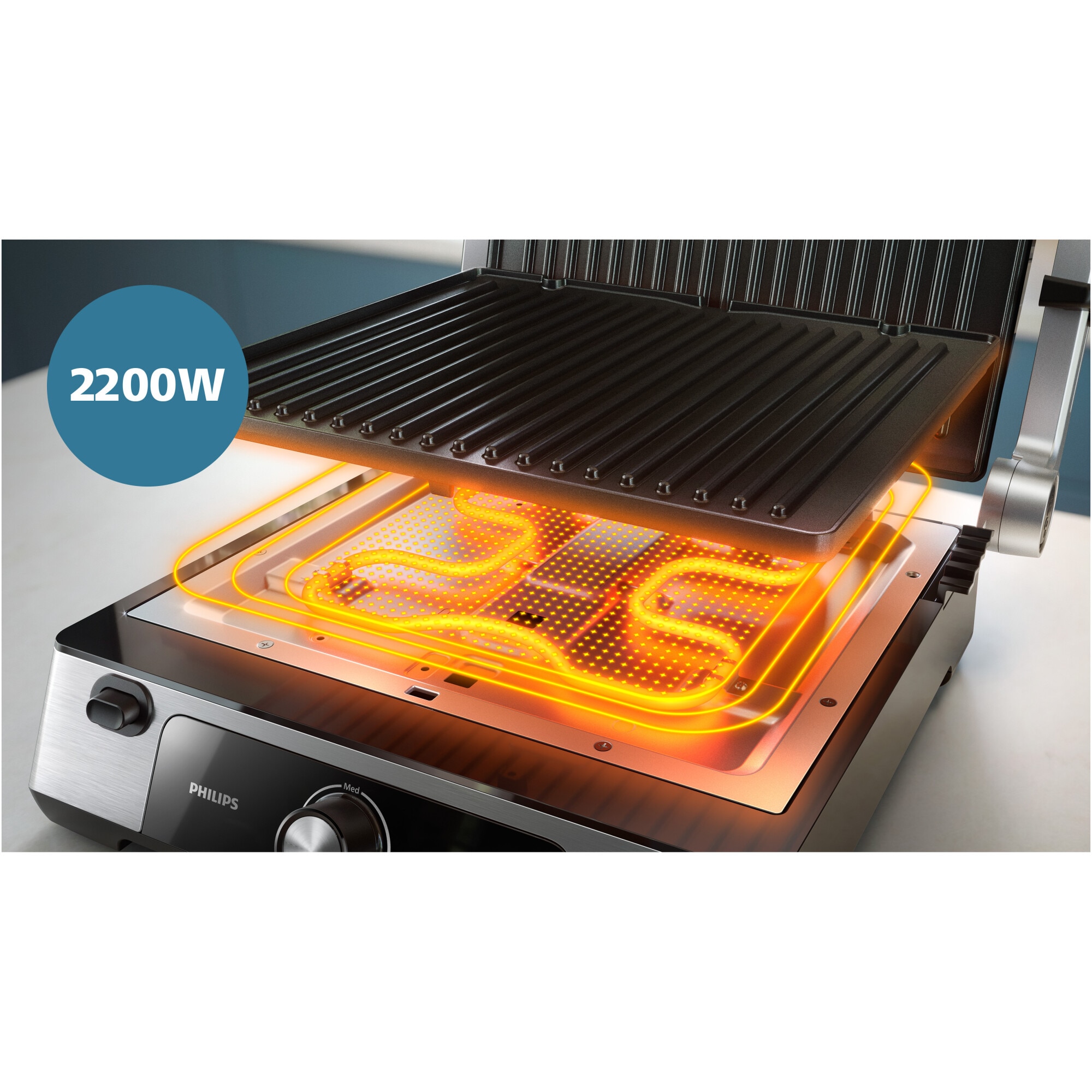 Gratar electric Philips HD6301/90 Seria 5000, 2200 W, inaltime ...