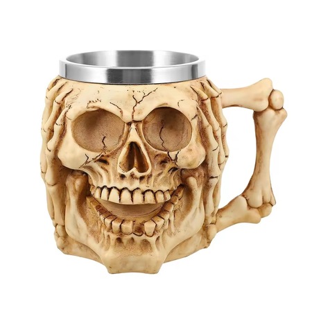 Halba de bere Deaf Skeleton 400 ml, inox+rasina, Bej - eMAG.ro