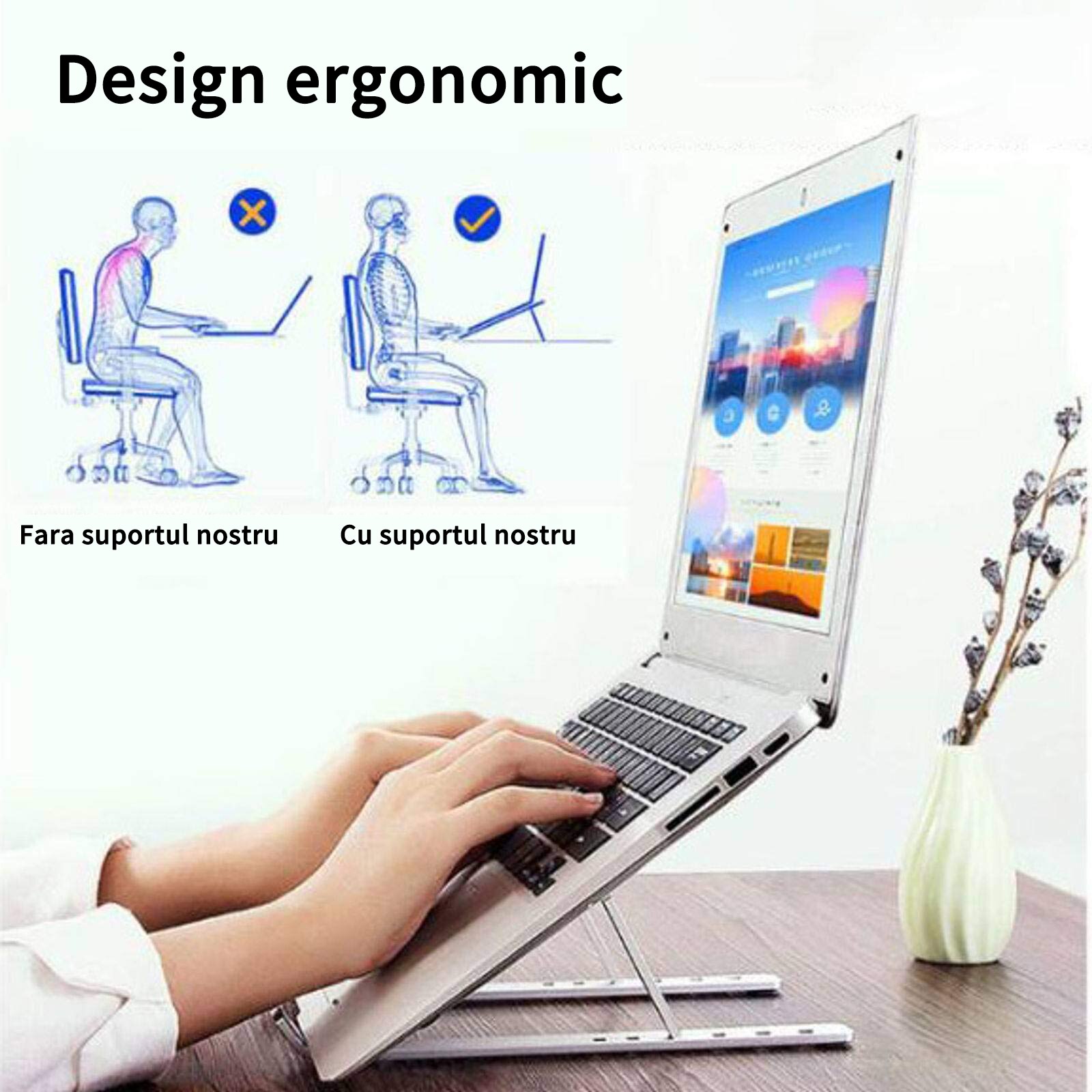 Suport pentru Laptop, Bolongking, Baza pliabila, unghi reglabil ...