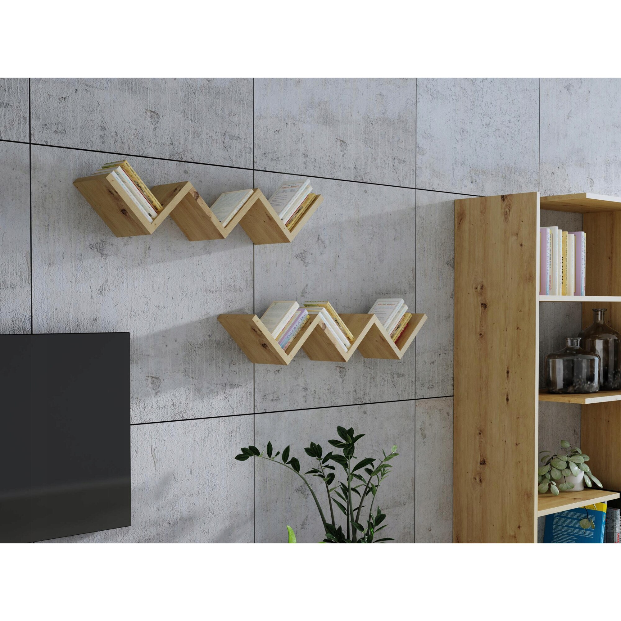 Raft, MATKAM, Orto, 90x21x17 cm, Decorativ si depozitare, Pentru Living ...