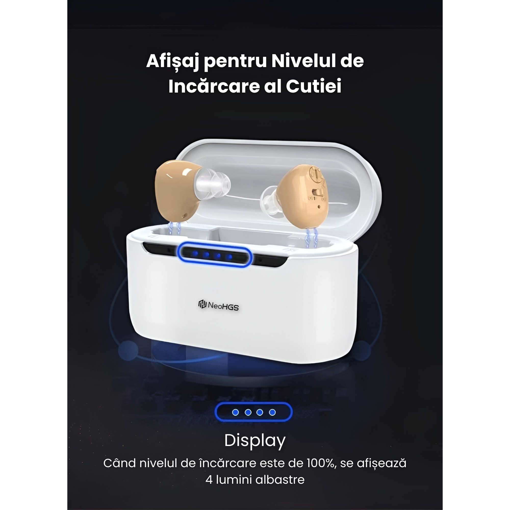 Aparat Auditiv x2 NeoHGS, Sunet Clar, 50 Ore de Utilizare, Incarcare ...