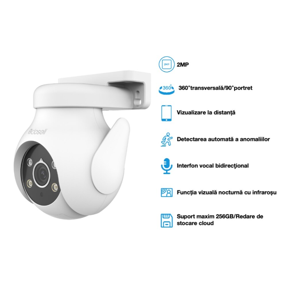 Външна/вътрешна камера за наблюдение, Closeli, интелигентна, 2MP ...