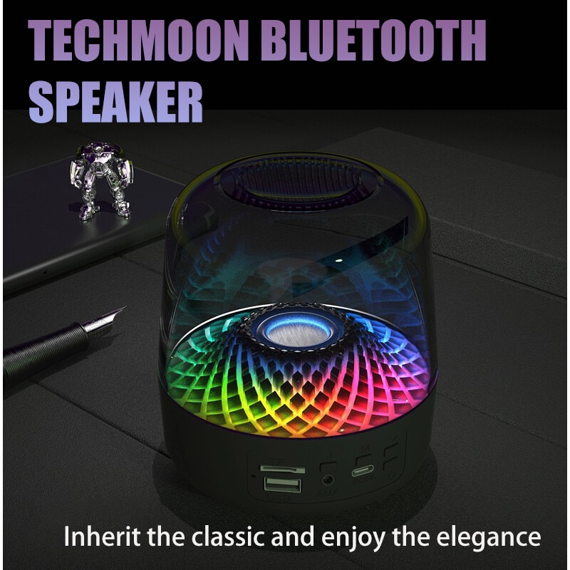 Boxe PC, bass puternic, Techmoon®, lumina ambientala RGB LED 360 ...