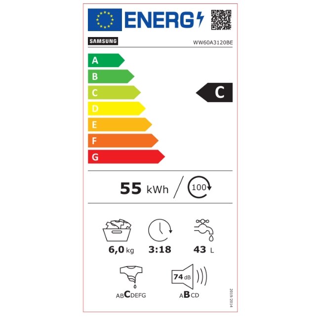 Masina de spalat rufe cu incarcare frontala Samsung WW60A3120BE/LE ...