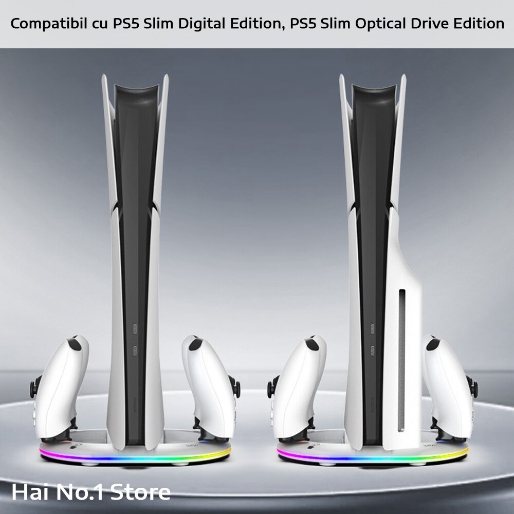 Stand vertical 5 in 1 multifunctional PS5 / PS5 Slim, cu Statie de ...
