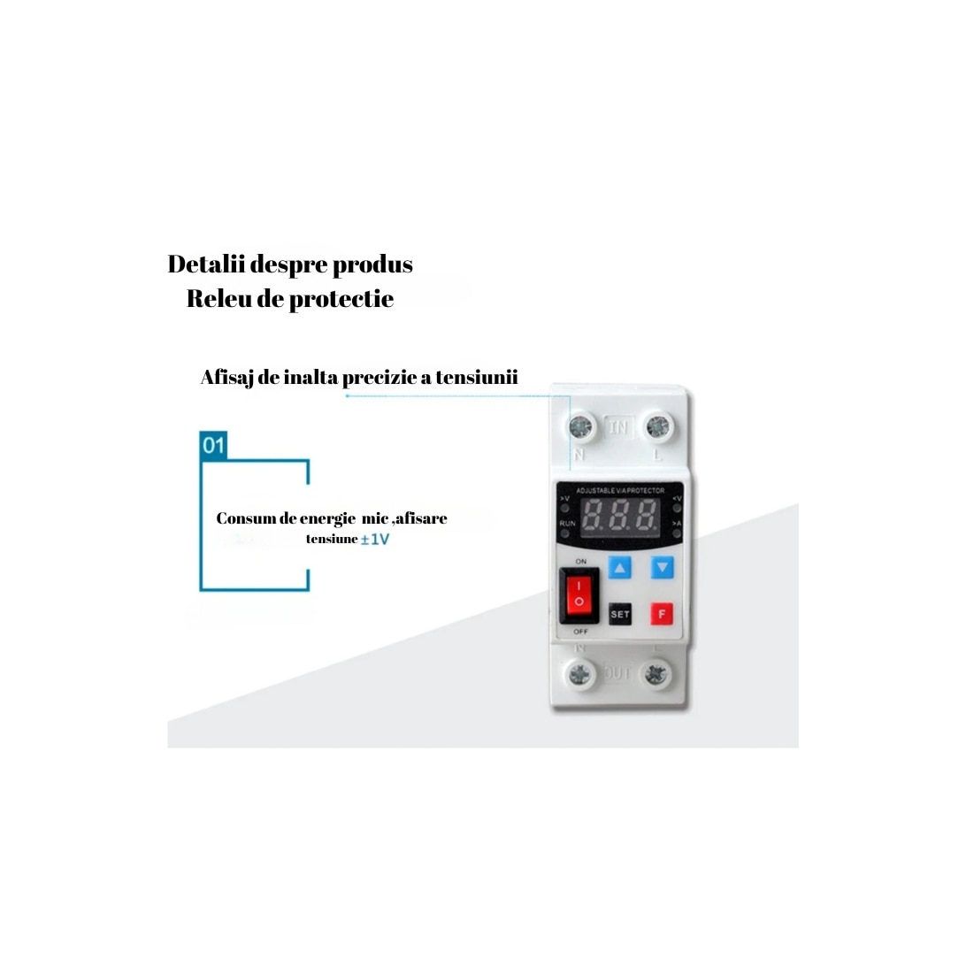 Releu monitorizare digital/reglabil cu intrerupator, montaj sina DIN ...