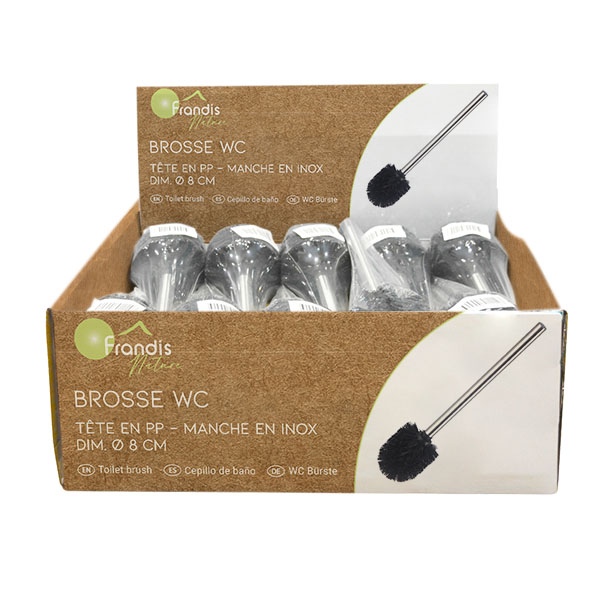 Perie wc din polipropilena neagra cu maner inox, Frandis, 35 cm - eMAG.ro