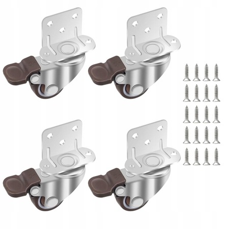 Set 4 roti pivotante pentru mobilier, cauciuc, cu frana, 27kg, argintiu ...