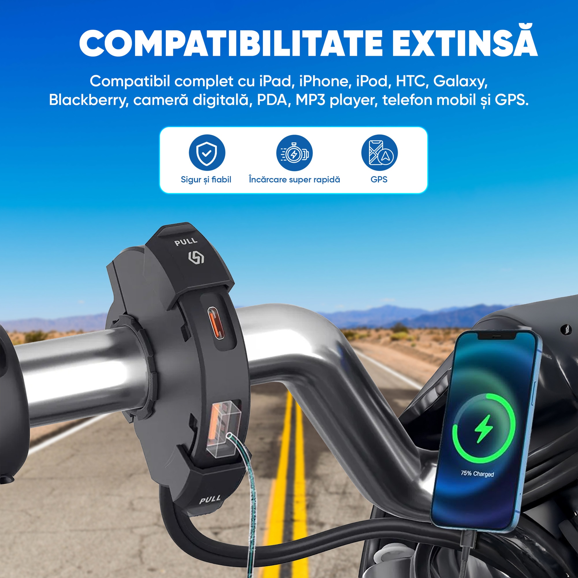 Incarcator USB pentru Motocicleta AutoREY®, Slim, TYPE-C PD QC3.0, Fast ...