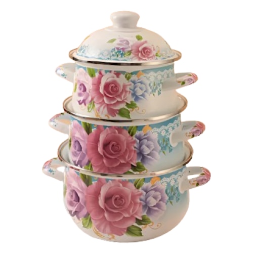 Set 3 oale emailate, Longfei Group, 1.8l/3.3l/4l, Roz/albastru - eMAG.ro