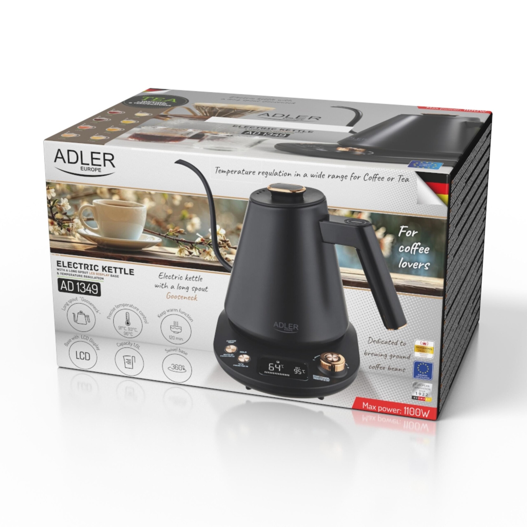 Ceainic electric, Alder, cu control al temperaturii, LED, 40-100°C ...