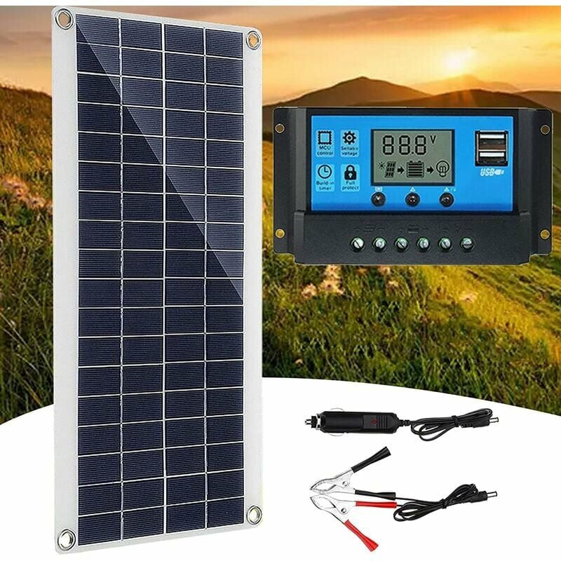 Kit panou solar 300W 12V, controler de incarcare solar 60A, pentru RV ...