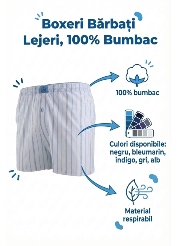 Boxer din bumbac, 2652-1, OTS-Alb-M INTL - eMAG.ro