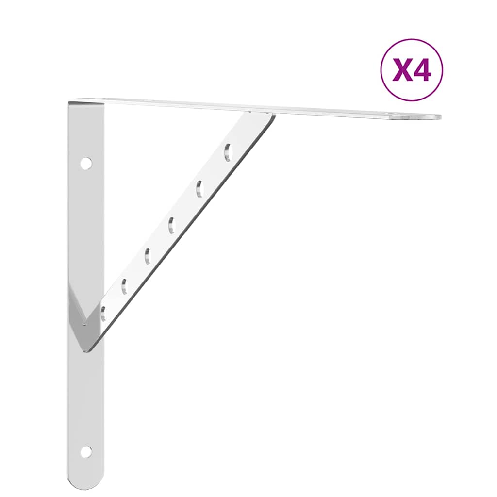 VidaXL 4 db ezüstszínű rozsdamentes acél polctartó 40 x 2,5 x 25 cm 2. ...