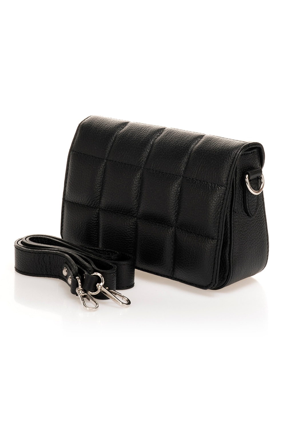 Massimo Castelli, Geanta crossbody de piele Grain, Negru - eMAG.ro