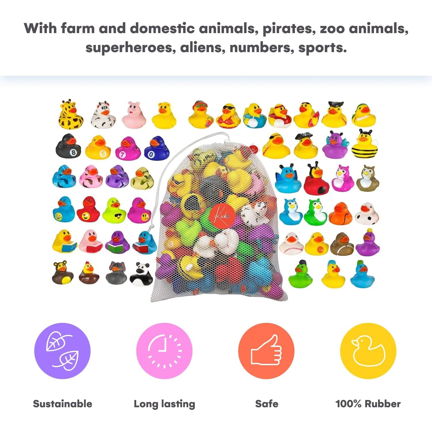 Set 50 ratuste de cauciuc pentru baie, Kicko, multicolor, 5 cm - eMAG.ro