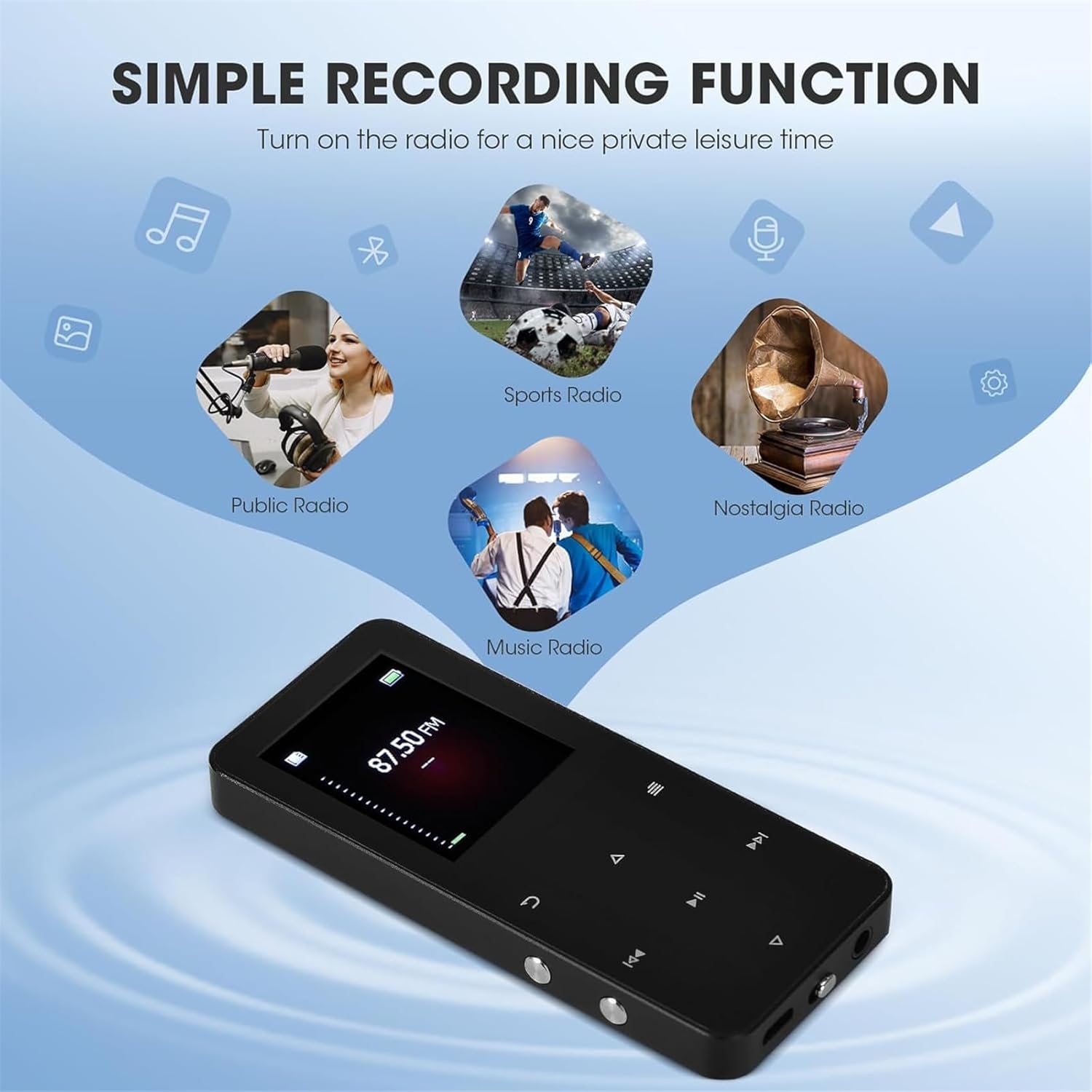 Mp3 lejátszó érintőképernyővel, GOSTOCK®, 1,8 hüvelykes képernyő, 16 GB, SD kártya támogatása ...