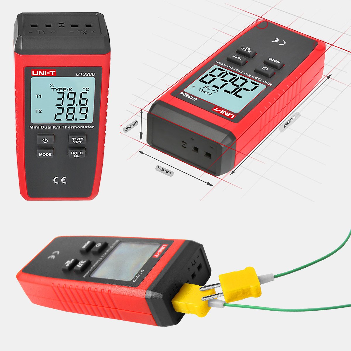 Termometru Digital UNI-T UT320D, 2 Canale K/J, 2 Sonde K - eMAG.ro
