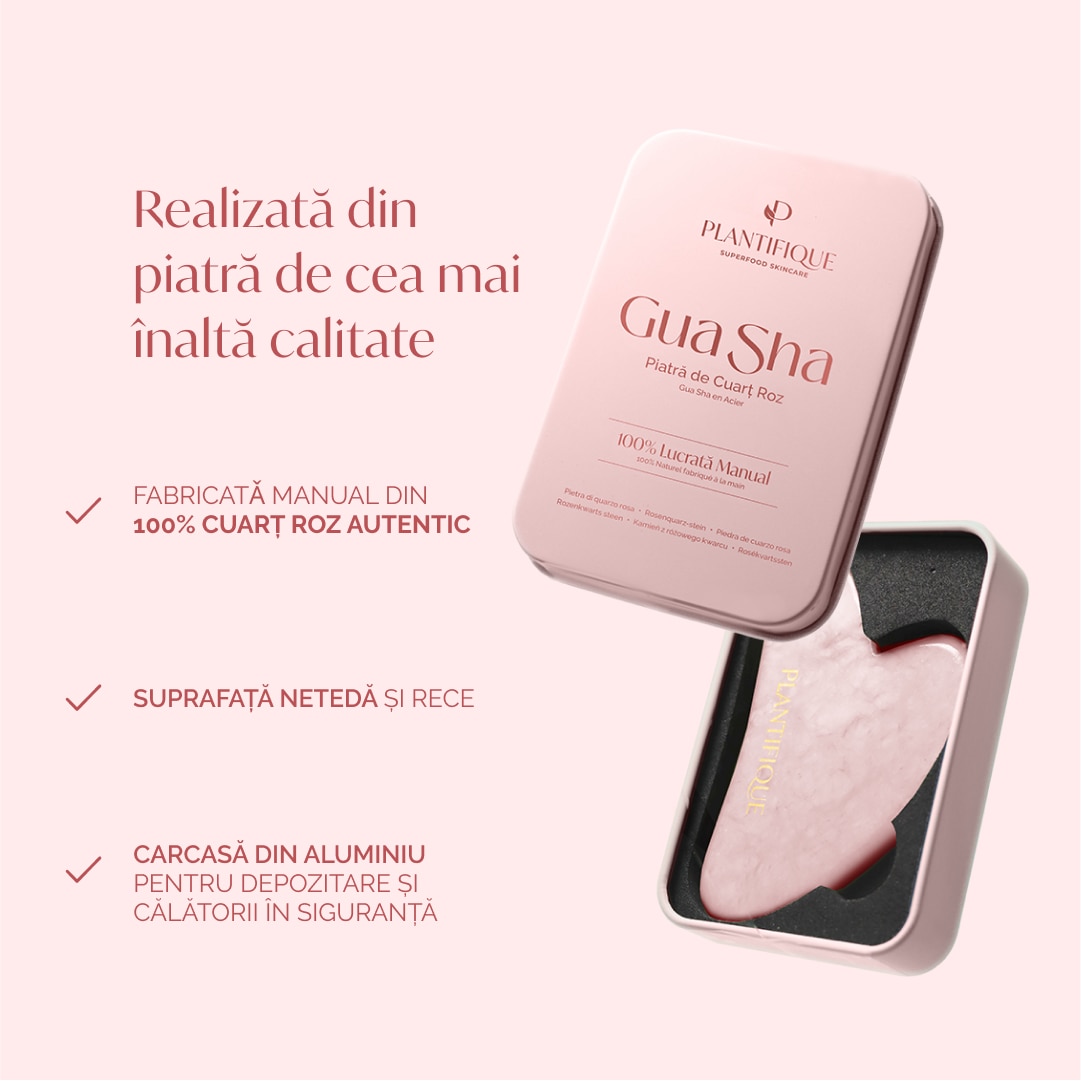 Aparat de Masaj Gua Sha din Piatra de Cuart Roz, Lifting Natural ...