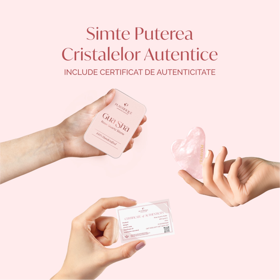 Aparat de Masaj Gua Sha din Piatra de Cuart Roz, Lifting Natural ...