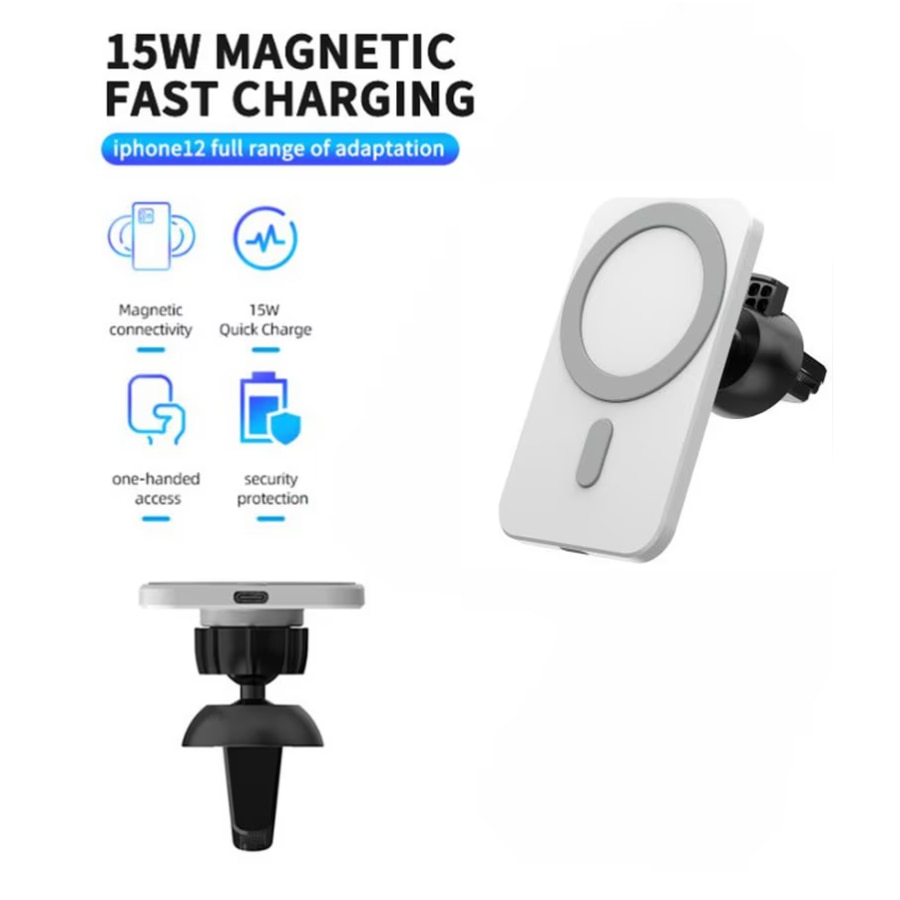 Suport Auto Magsafe, Incarcare Wireless, Compatibil cu iPhone, Alb ...