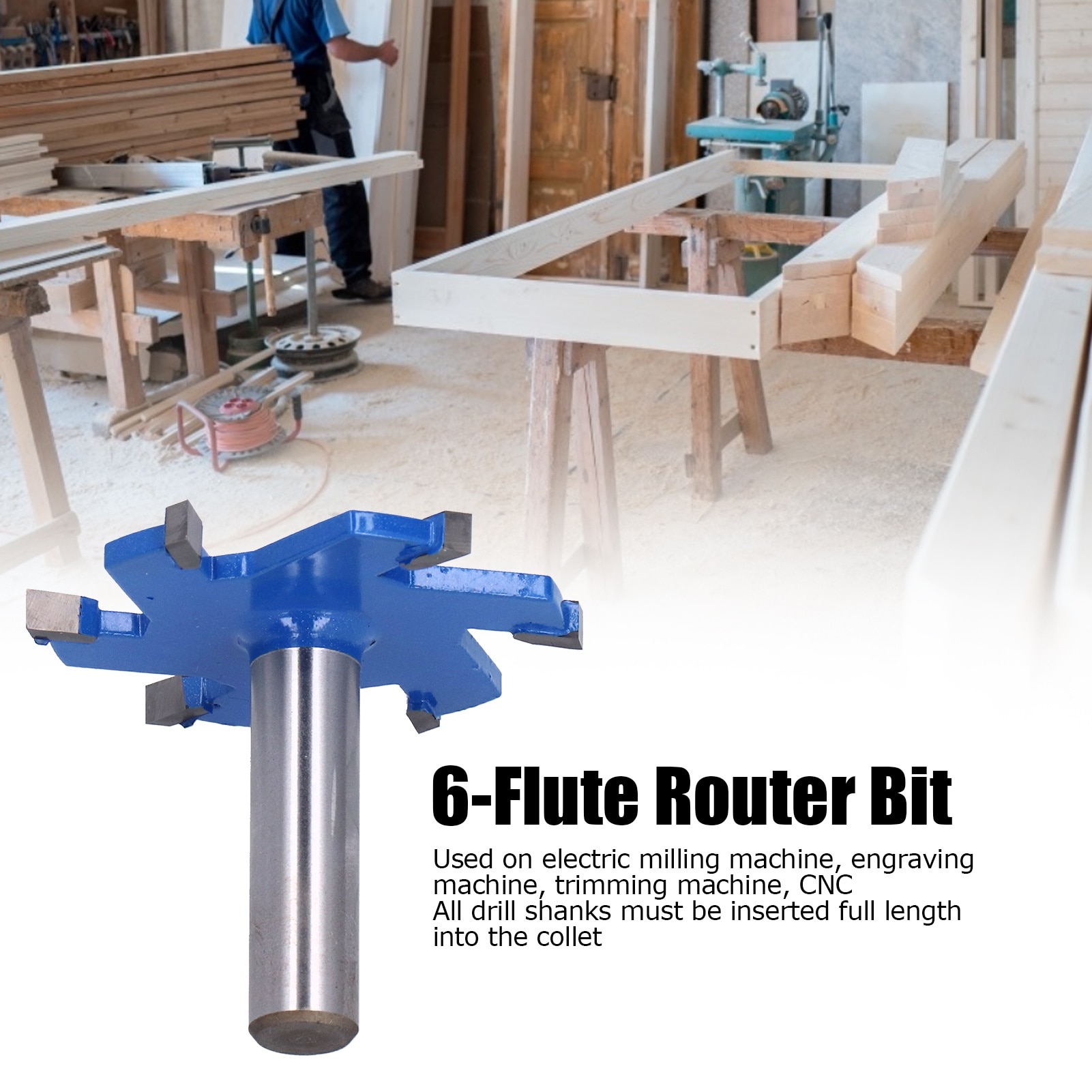 Freza pentru lemn 6 fluiuri, Enforose, otel carbon, aliaj YG8, 12mm ...