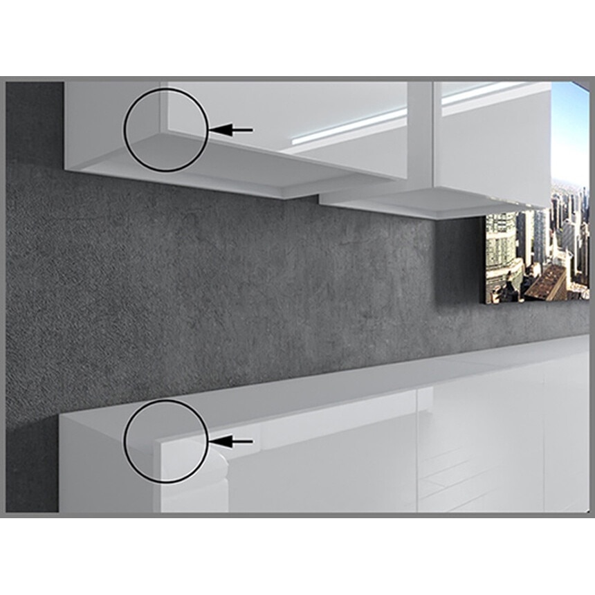 Set Mobila Living Belini Milano, Lucios, Alb, 7 Dulapuri, 11 Usi, 2 ...