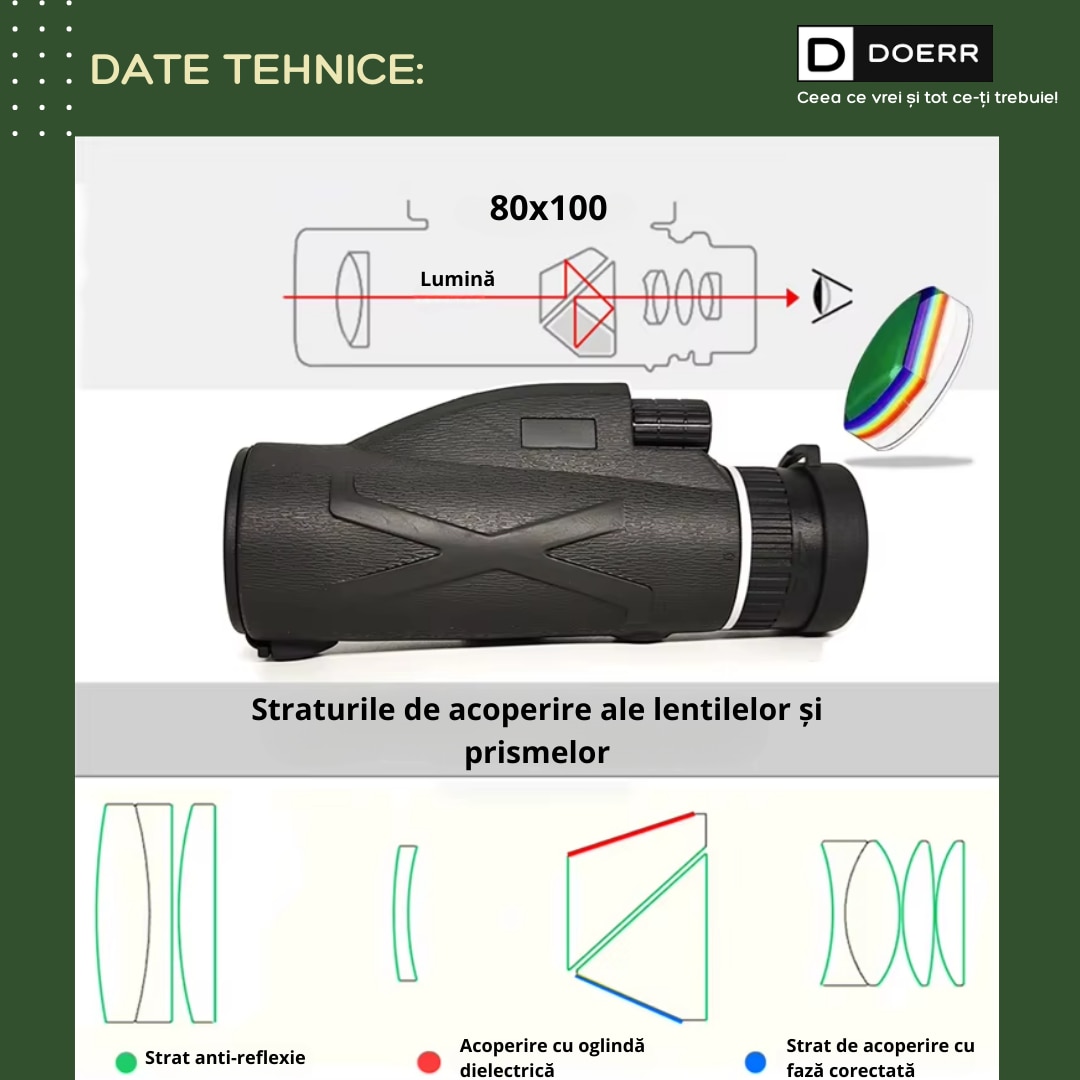 Monoclu profesional, Vision PLUS, Doerr, cu trepied, Rezistent la apa ...