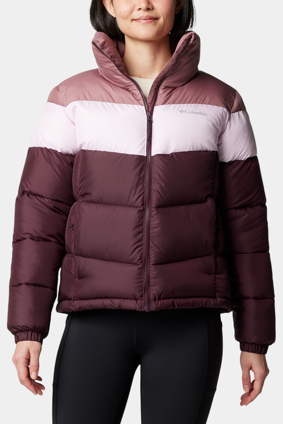 Columbia, Geaca cu model colorblock Puffect™ II, Alb, Violet inchis, M ...