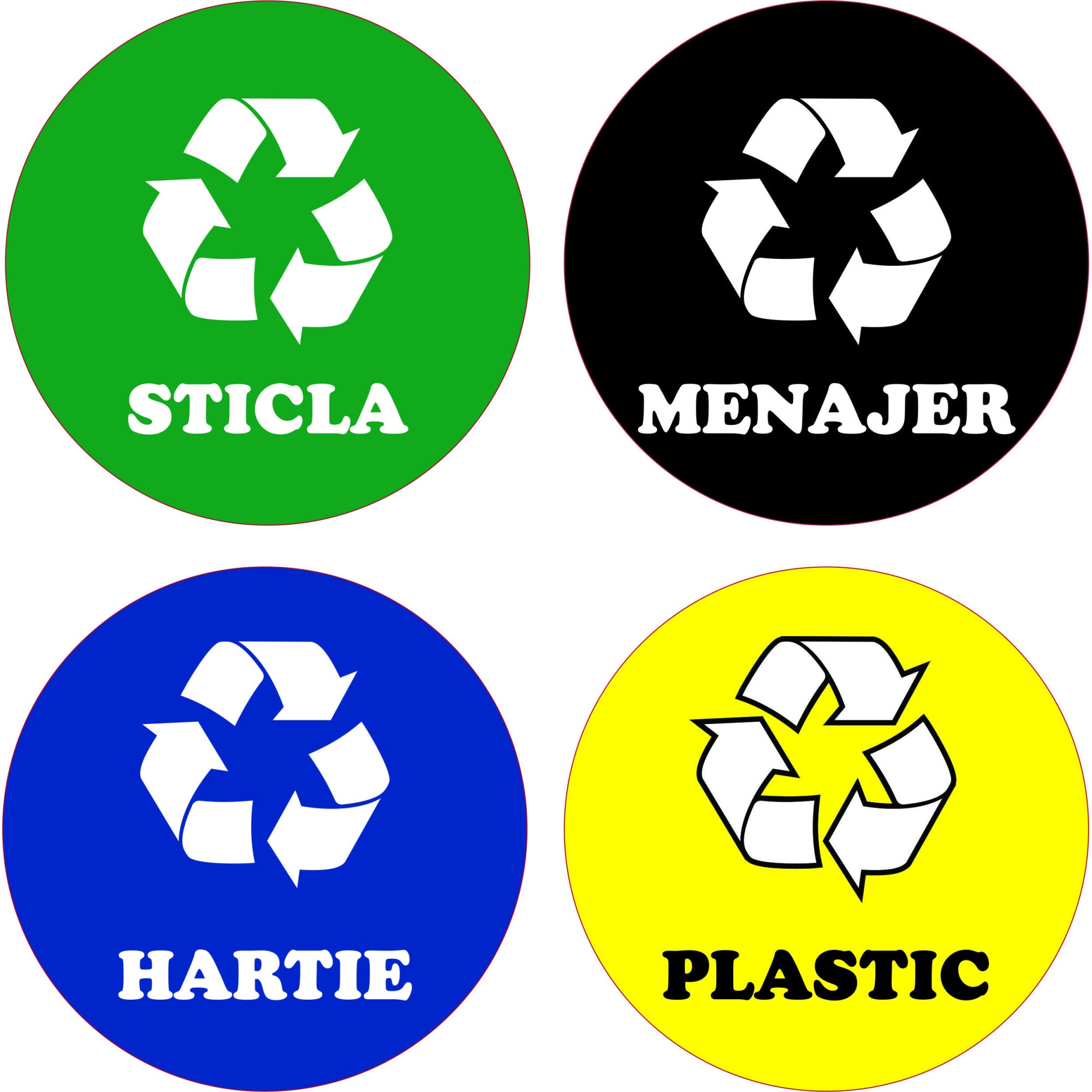 Set semne adezive pentru reciclare selectiva, decupate dupa contur ...