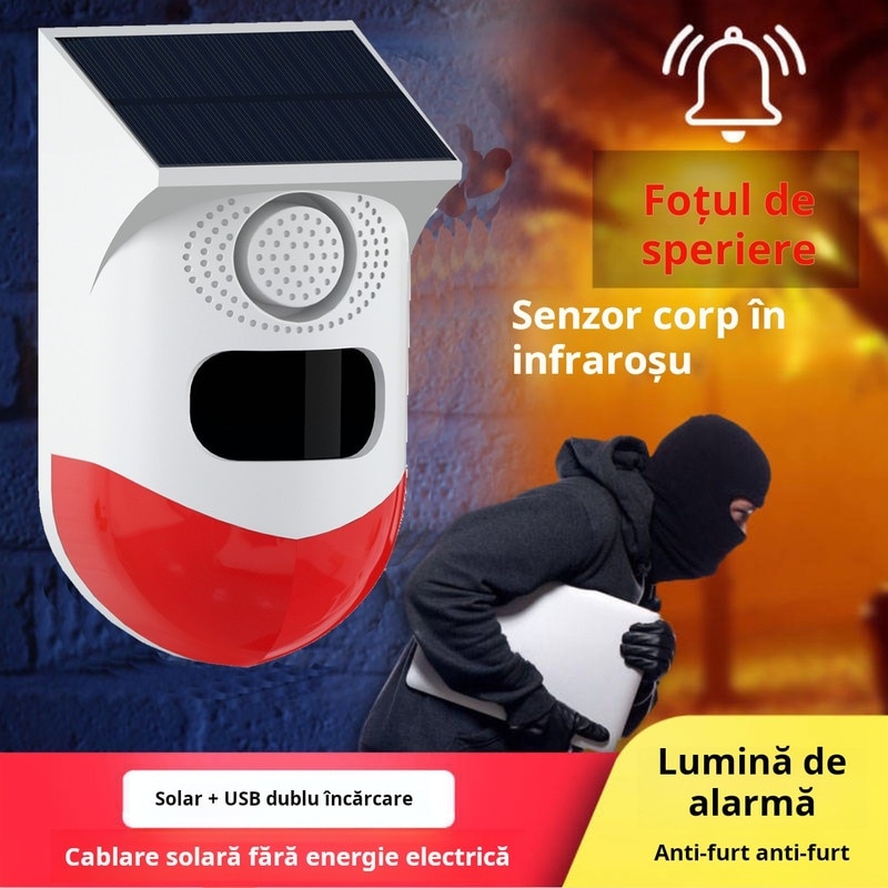 Solar alarm，Alarma antifurt sirena cu senzor de miscare, impermeabila ...