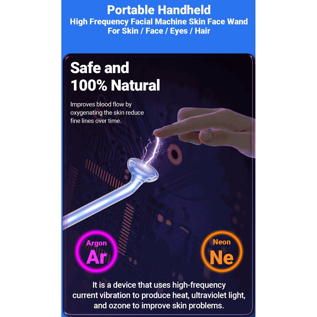 Electroderm Устройство за козметично лечение，SHIJOOE，преносимо，високочестотна аргонова ...