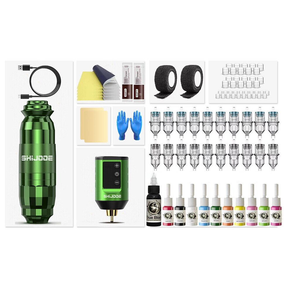 Set masina de tatuat fara fir，SHIJOOE®，Portabil，Aliaj de aluminiu ...