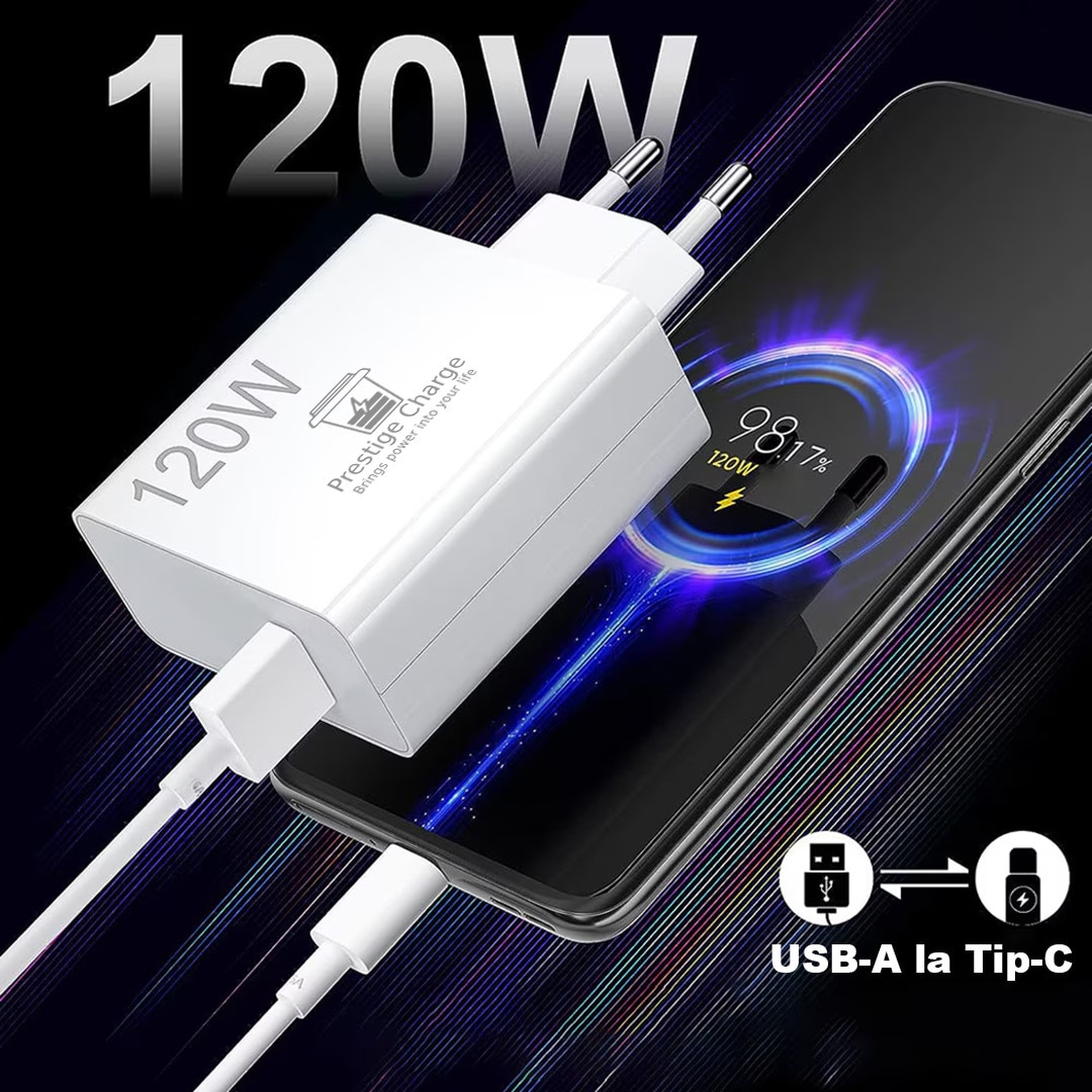 Incarcator TurboCharge 120W, PRESTIGE CHARGE®, pentru Xiaomi, RedMi ...