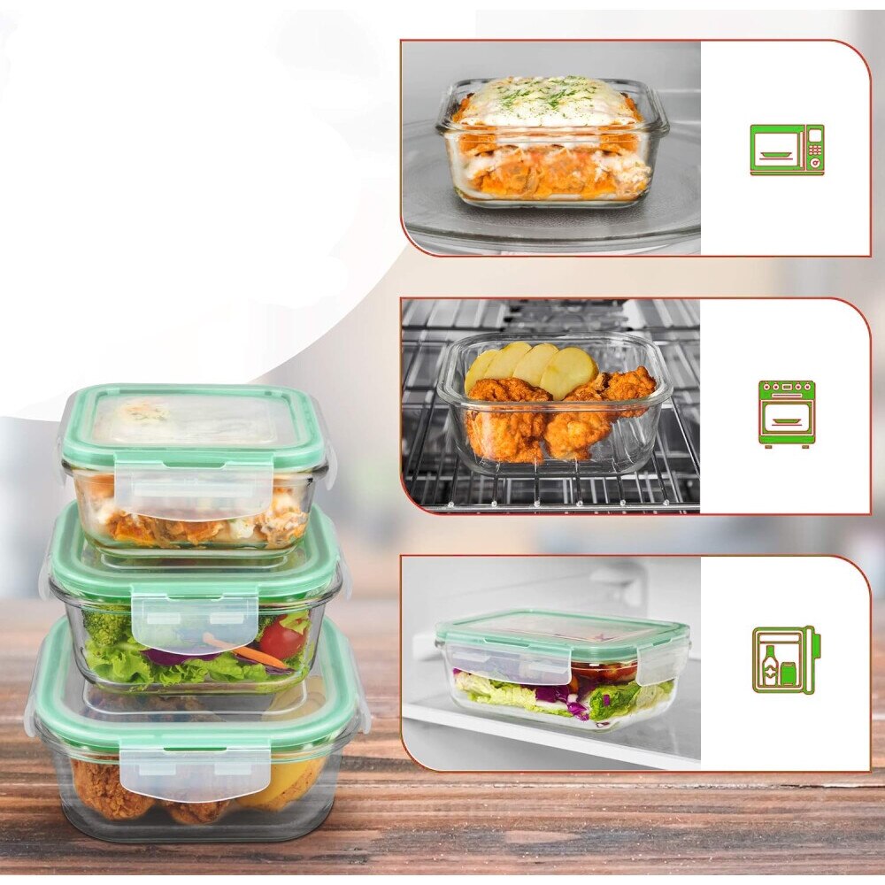 Set caserole compartimentate din sticla, 3 piese, 1200/800/320 ml ...