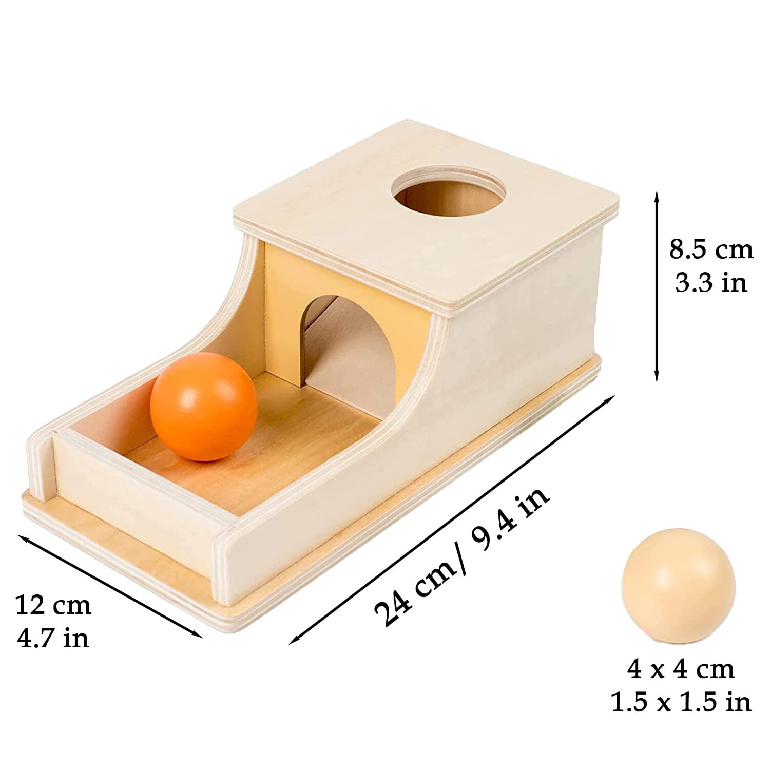 Perm box játék 3 labdával, Montessori, fa, E-Toy - eMAG.hu