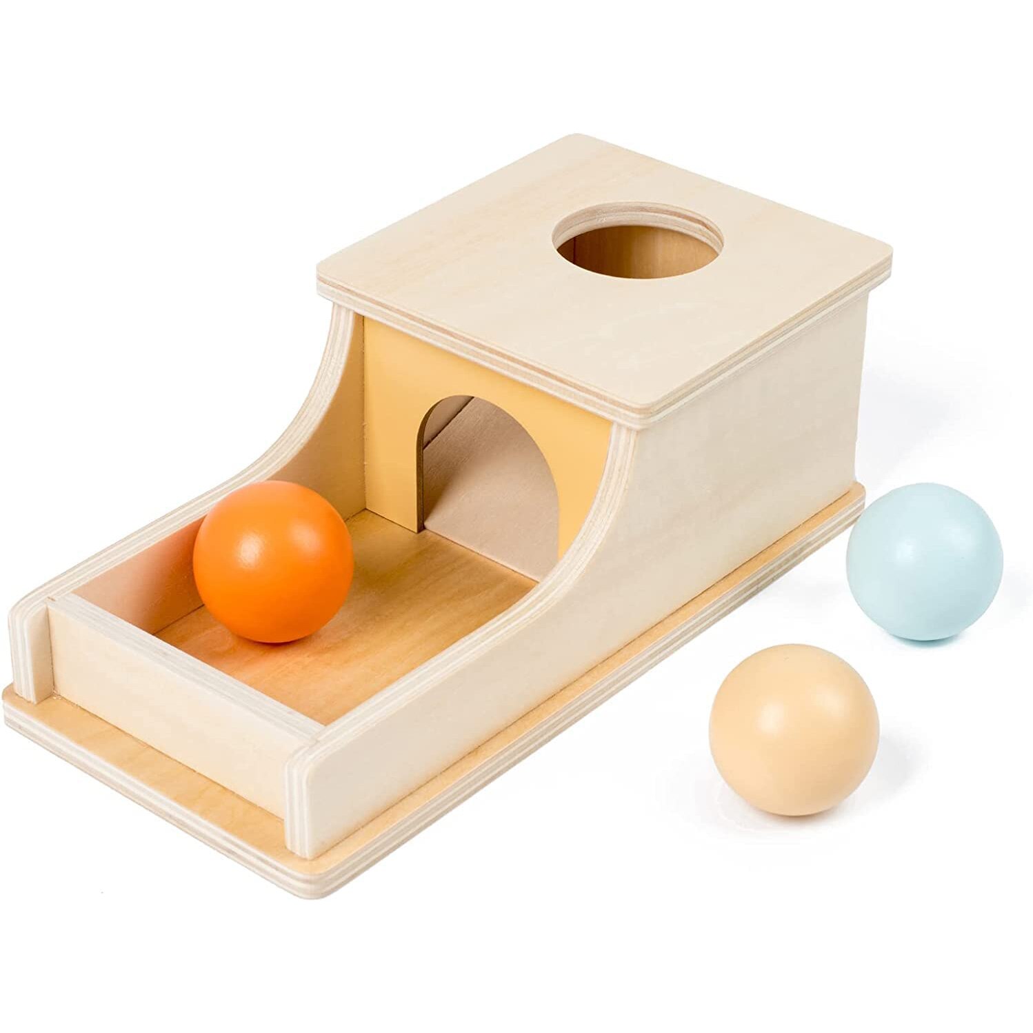 Perm box játék 3 labdával, Montessori, fa, E-Toy - eMAG.hu