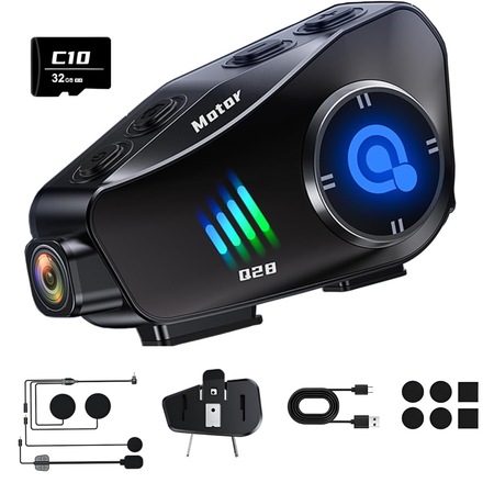 Sistem casti moto cu Bluetooth 5.3 Element-x®, Camera wireless HD ...