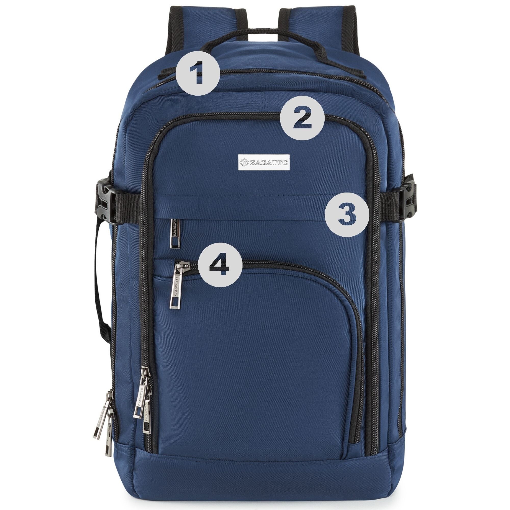 Rucsac de voiaj, Albastru, Zagatto,40x20x25 cm, 20L, Compatibil Ryanair ...