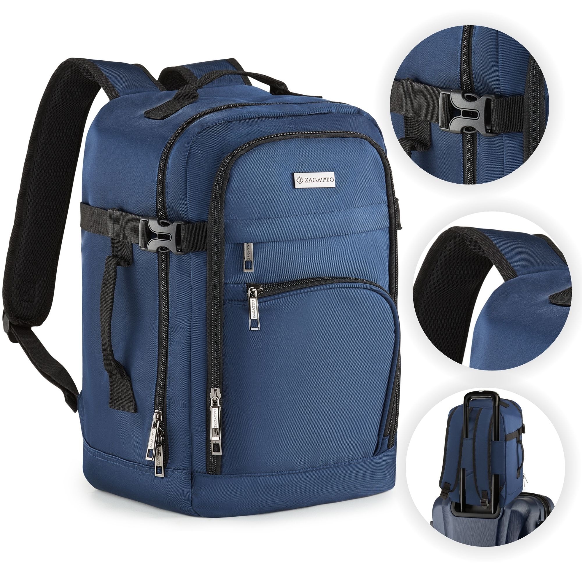 Rucsac de voiaj, Albastru, Zagatto,40x20x25 cm, 20L, Compatibil Ryanair ...