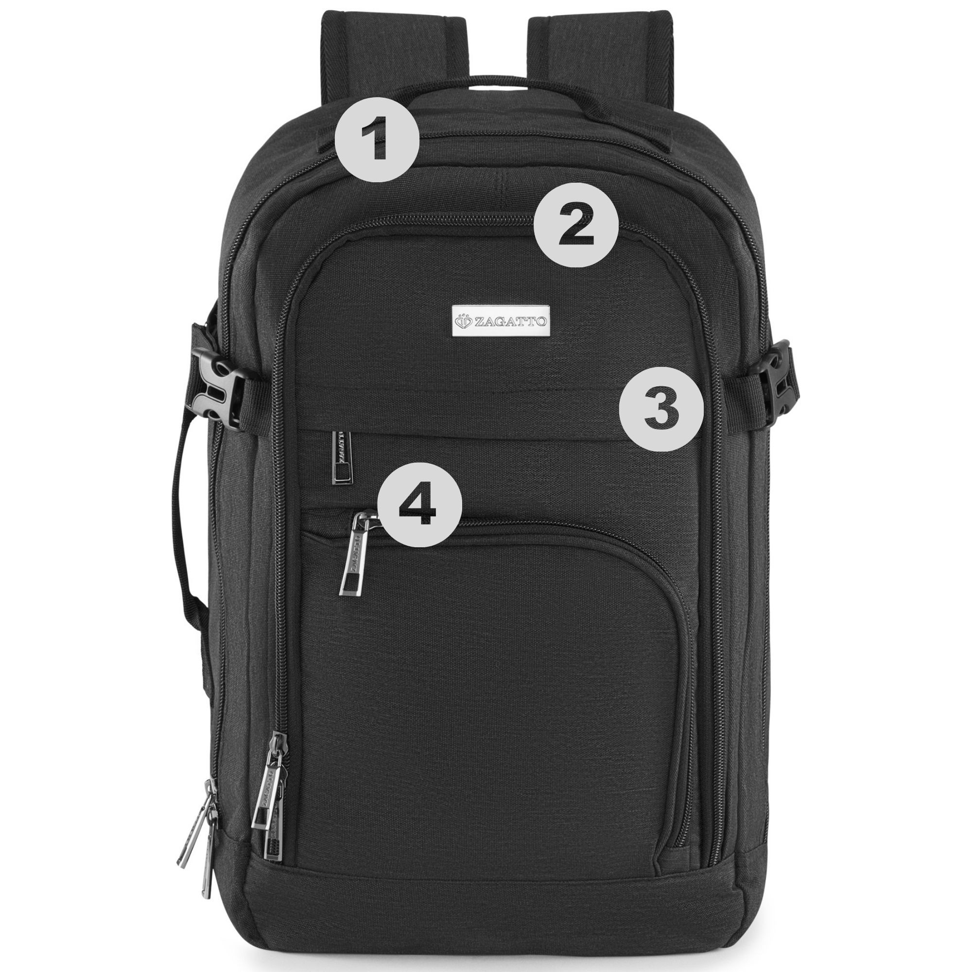 Rucsac de voiaj, Gri, Zagatto,40x20x25 cm, 20L, Compatibil Ryanair ...